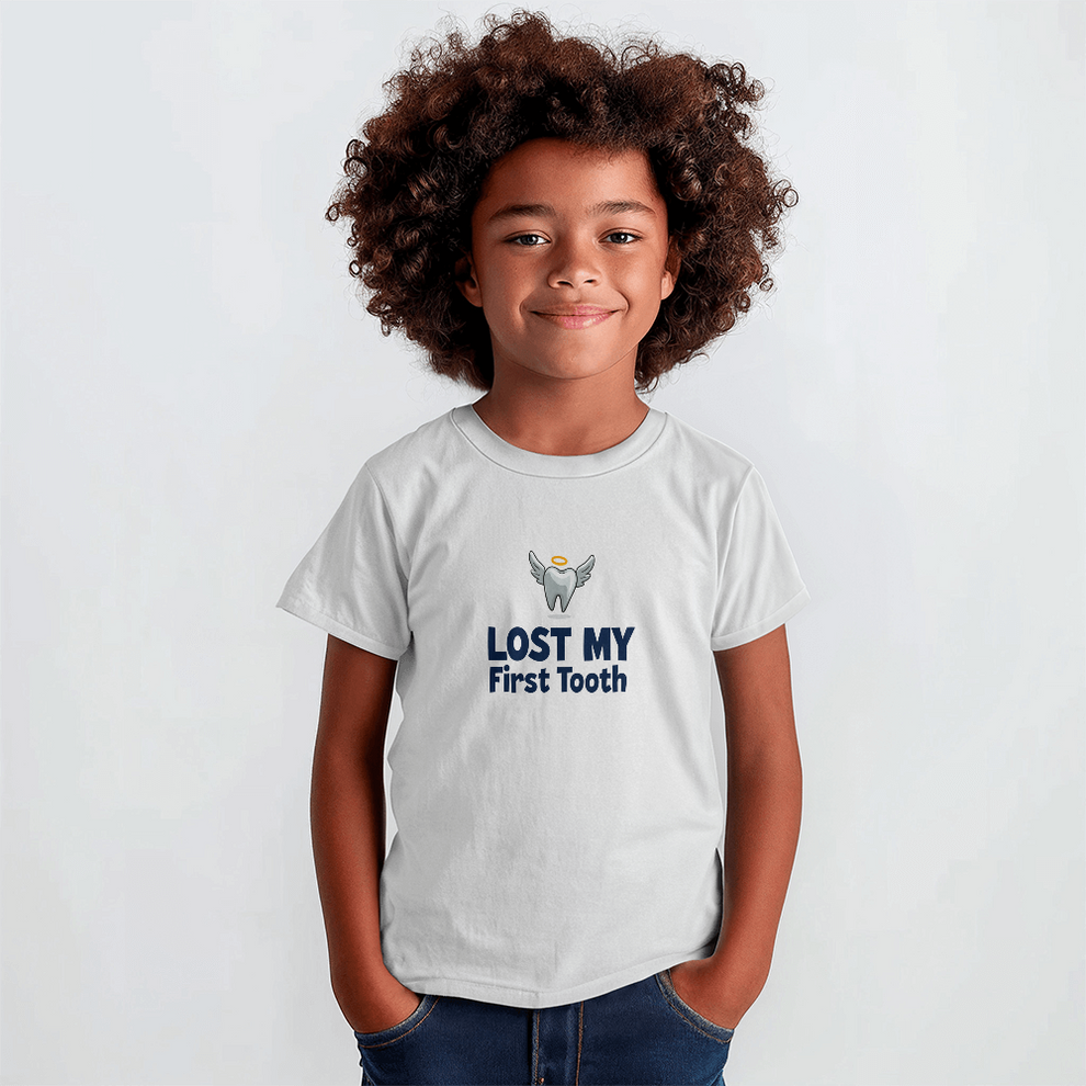 T-shirt white: I Lost My First Tooth Youth Size – Malika Bourne Legacy